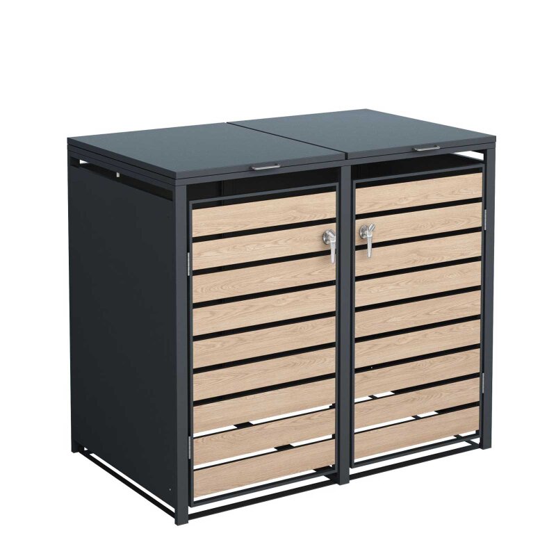 Mülltonnenbox für 2x Tonnen 120 und 240 Liter, Stahl-2, 499,00
