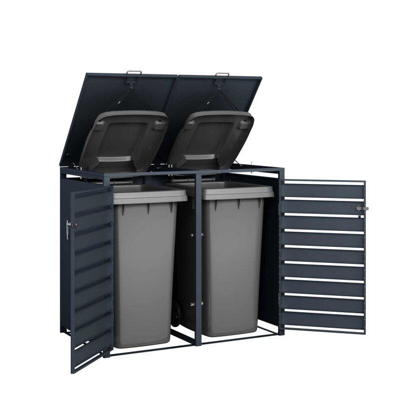 Mülltonnenbox für 2x Tonnen 120 und 240 Liter, Stahl-2, 499,00